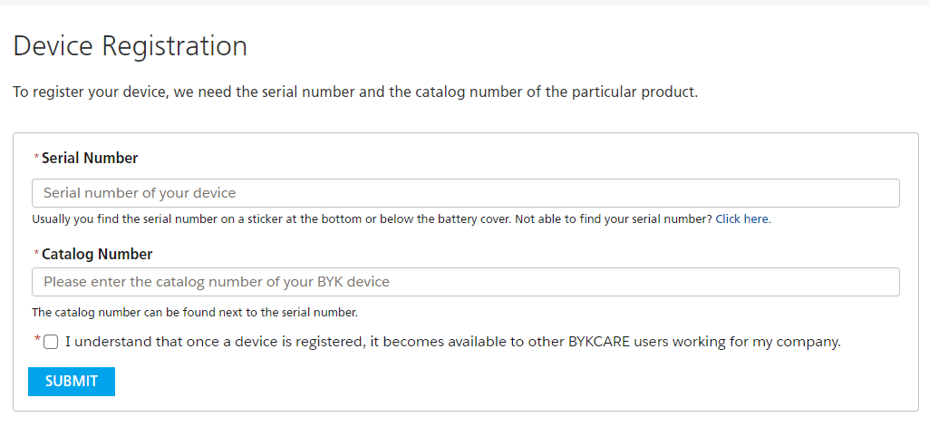How to register a device for BYKCARE